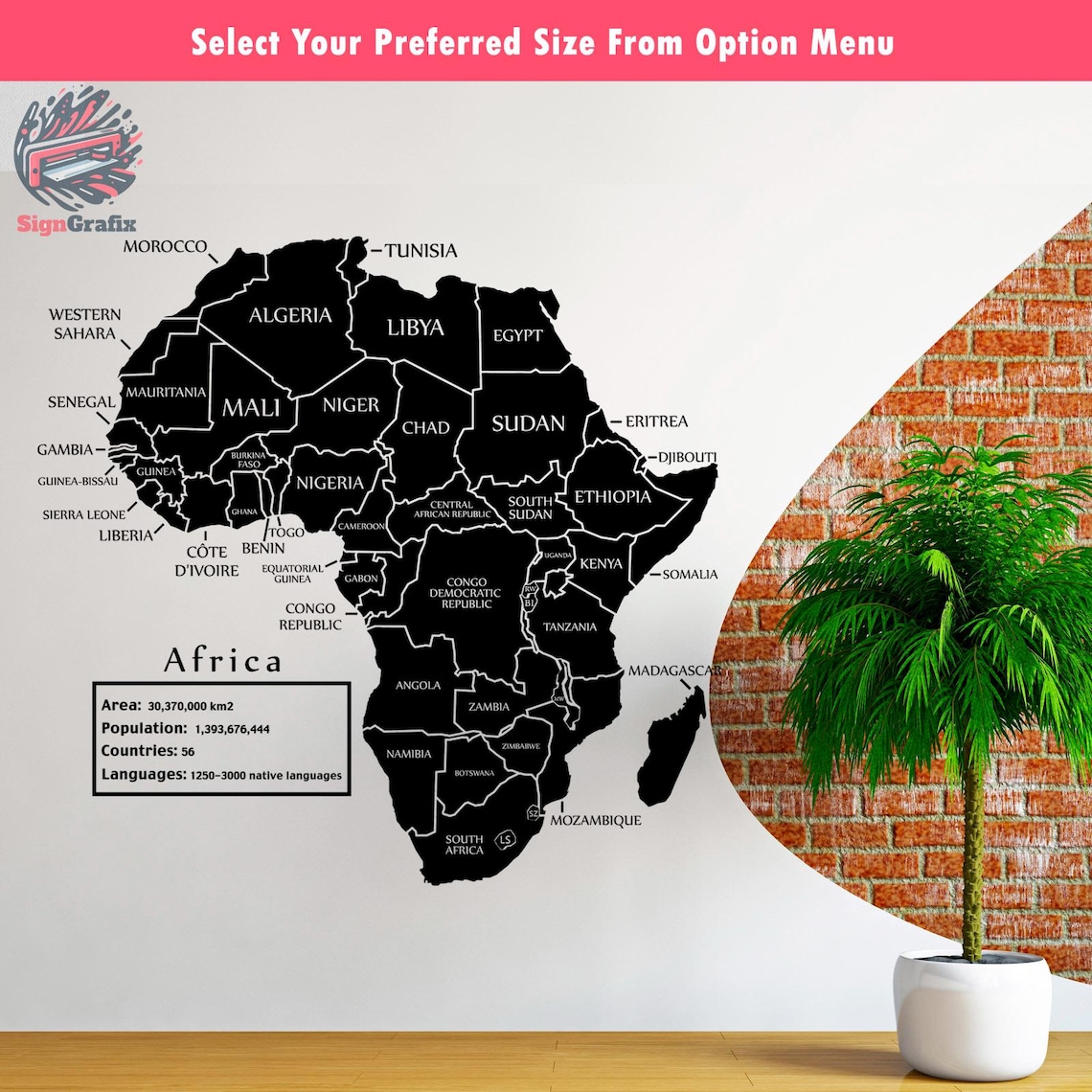 Africa Map Vinyl Decal: African Countries Sticker - Etsy