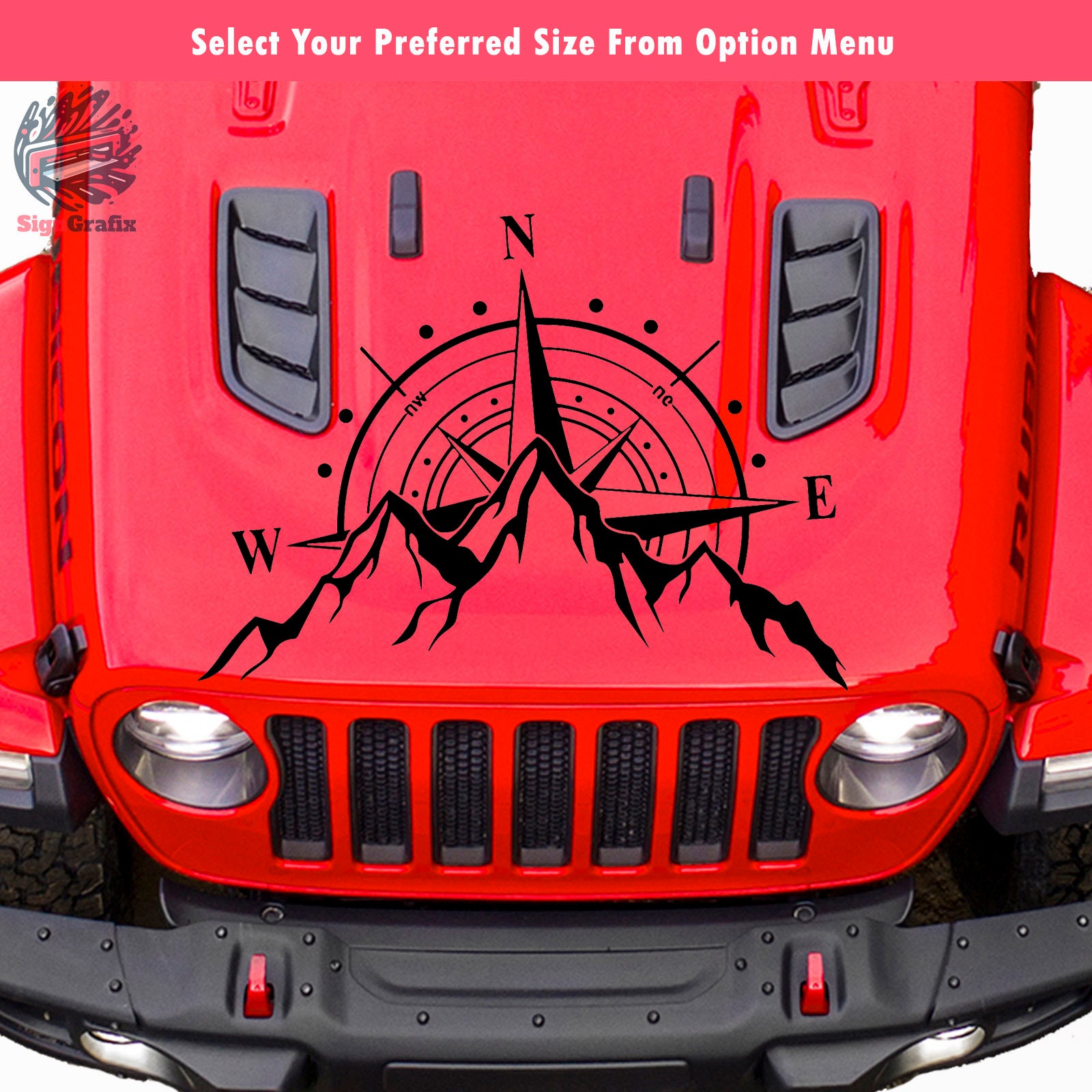 Compass Vinyl Decal Mountain Illustration | Compass Vinyl Decal for RV ...