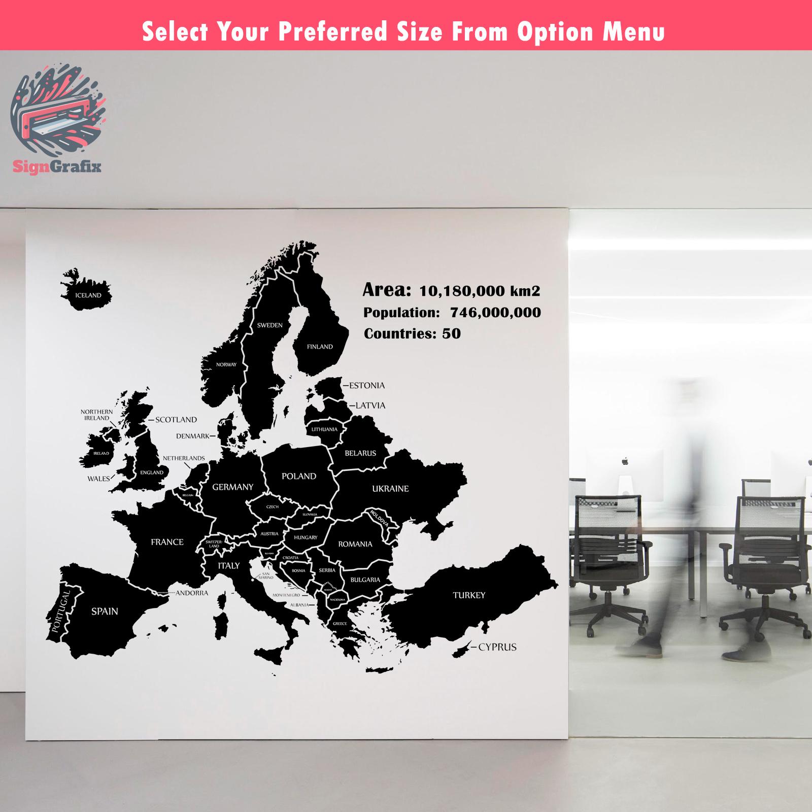 Europe Map Vinyl Wall Decal: Educational Office Decor - Etsy