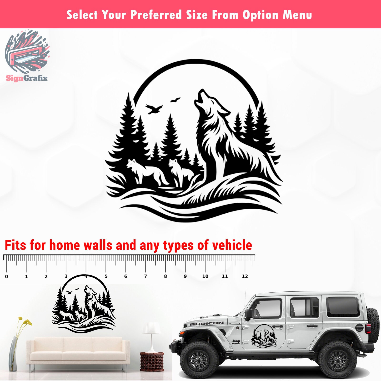 Alpha Wolf Vinyl Decal, Wolf Vinyl Decal, Commanding Wolf Leader Design ...