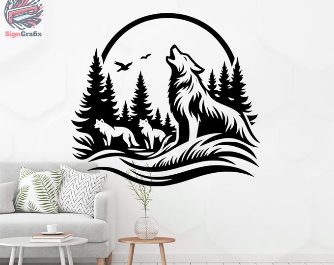 Wolf Head Car Van Bonnet Vinyl Side Sticker Wall Art Hood Vinyl Graphic ...