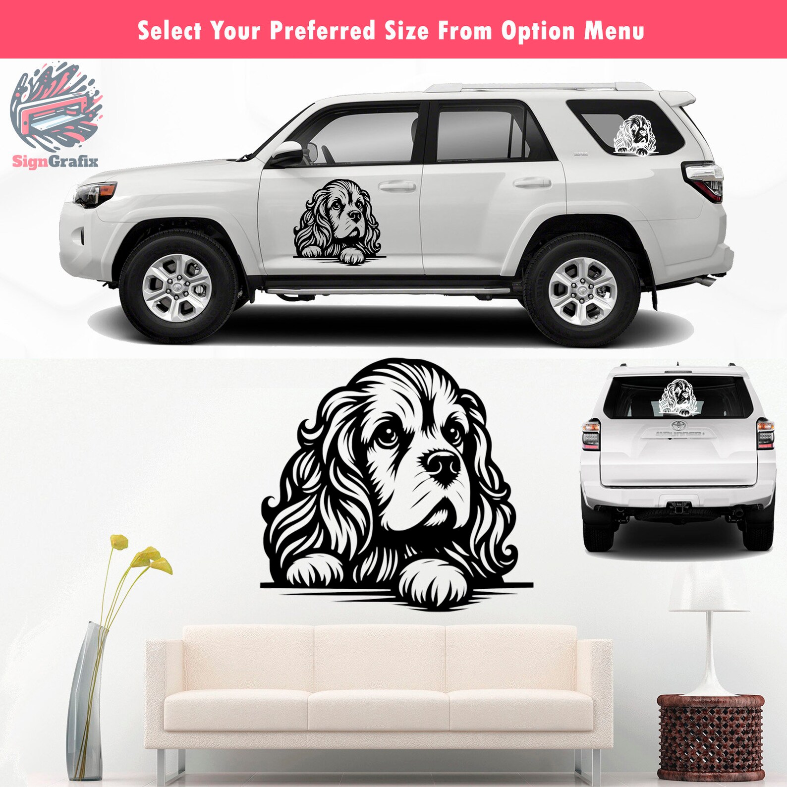 Regal Cocker Spaniel Vinyl Decal - Elegant and Charming Design for Home ...