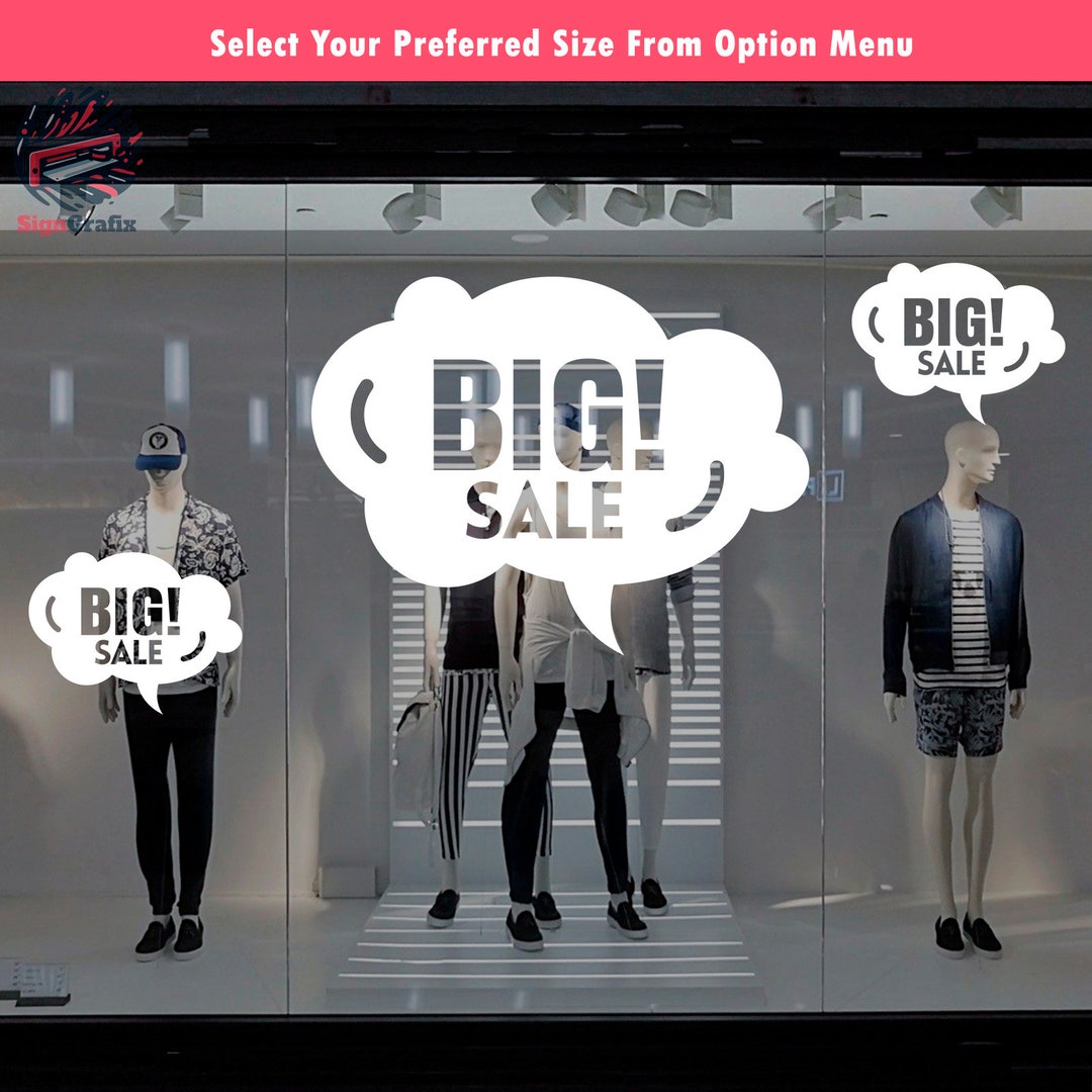Store Sale Vinyl Decal | Window Sale Sign Decal | Discount Store Vinyl ...