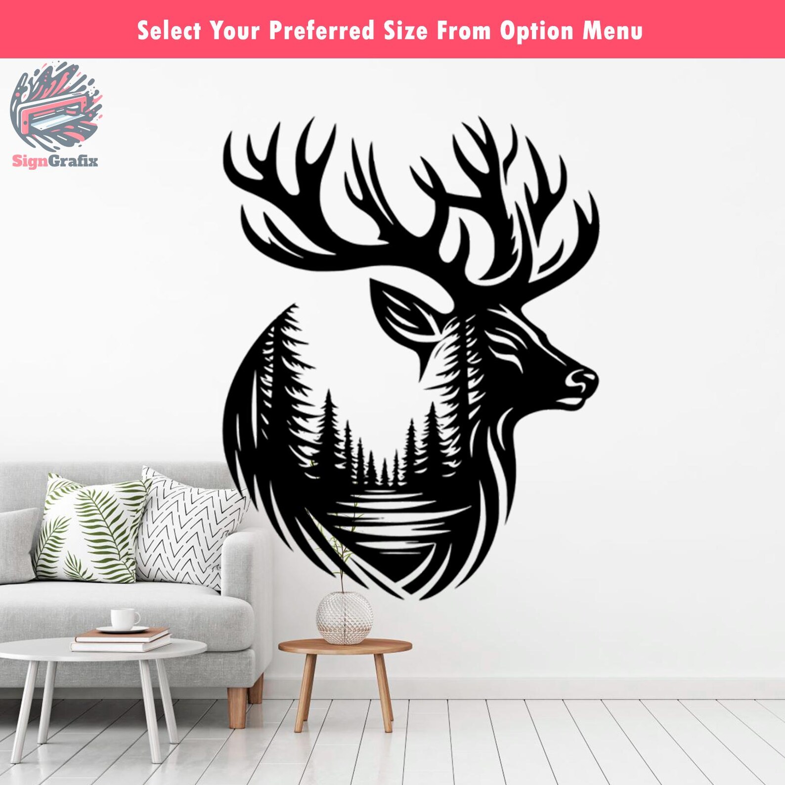 Deer Head Vinyl Decal: Elegant Nature-inspired Wall Art - Etsy