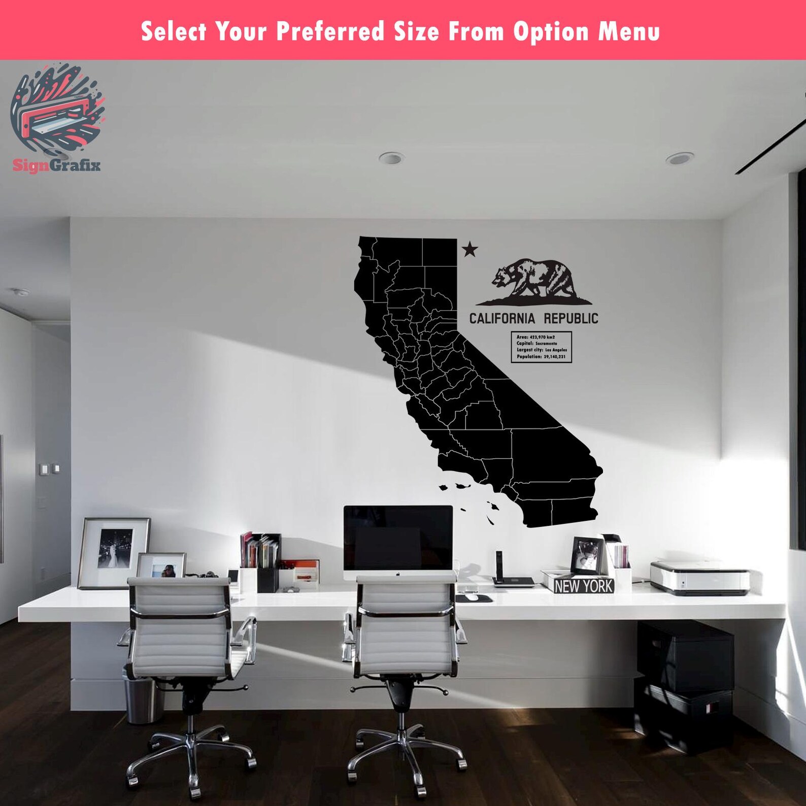 California State Map, California Map Decal, California State Vinyl ...