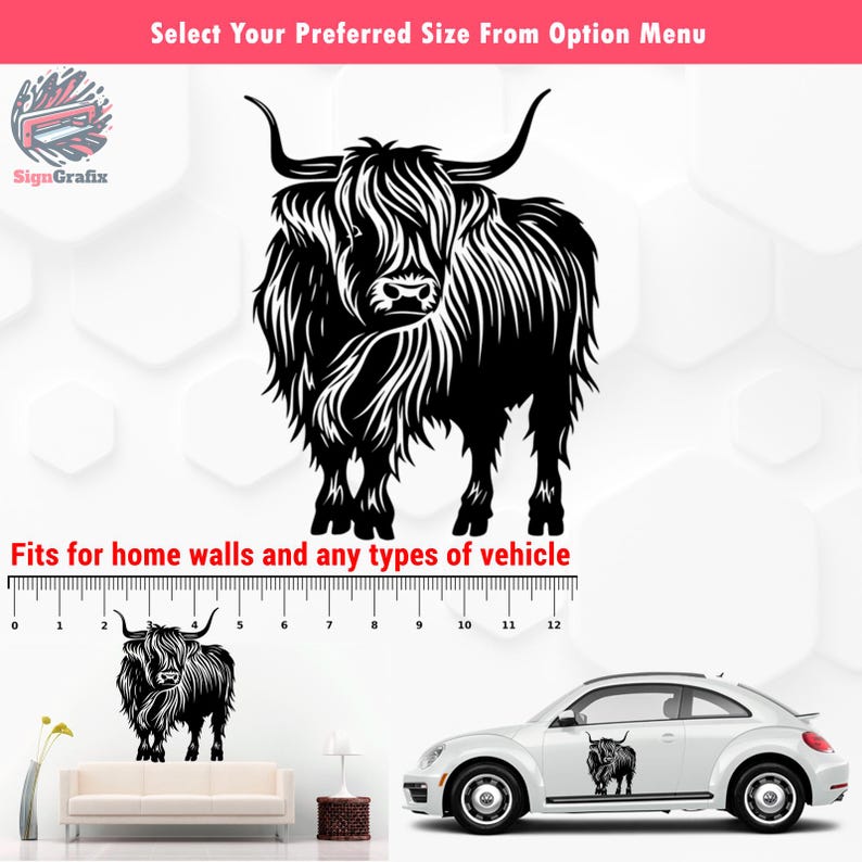 Highland Cow Vinyl Decal - Rustic and Charming Design for Home Walls ...