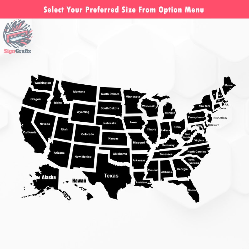 USA Map Vinyl Decal: United States Wall Art - Etsy