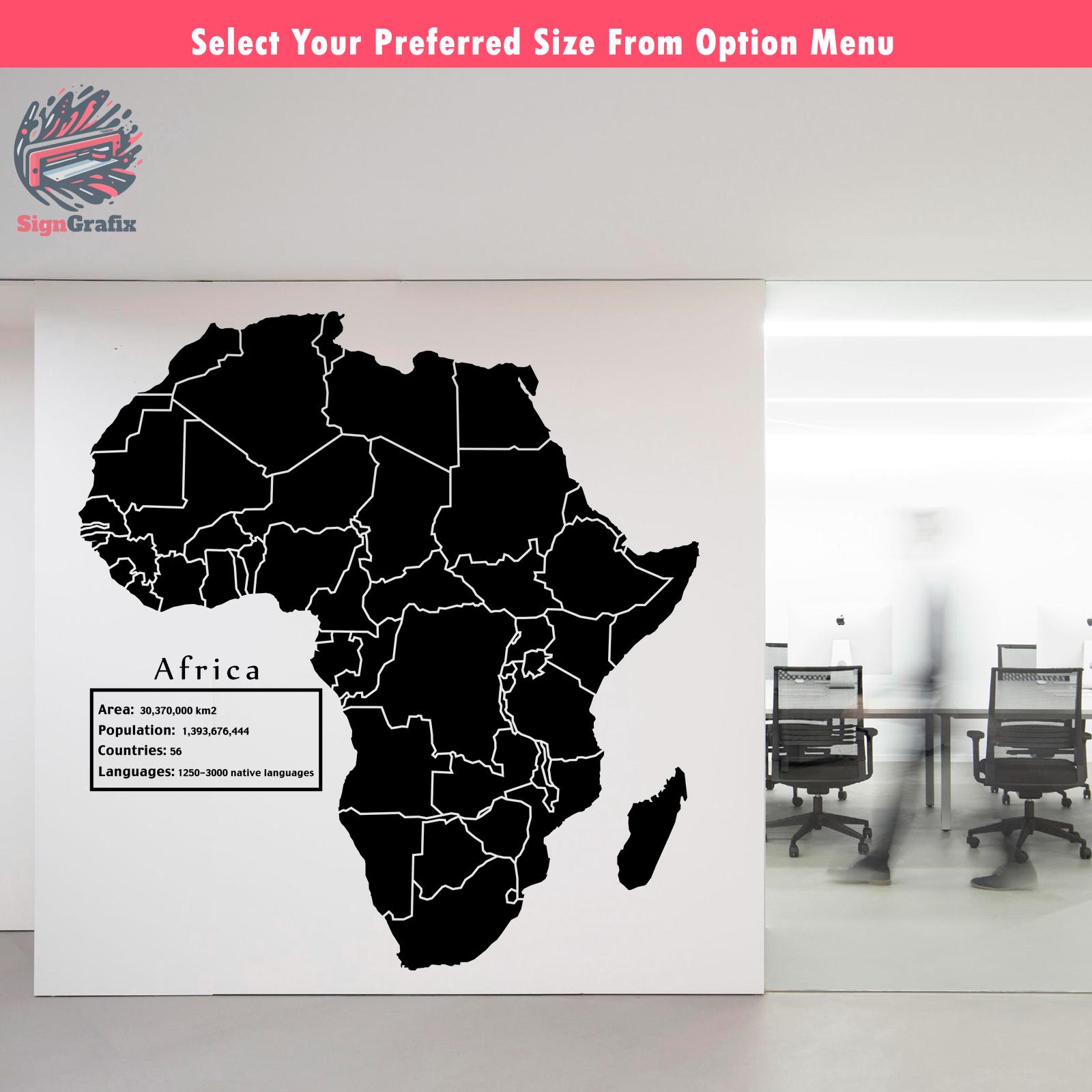 Continental Map of Africa, Africa Continental Map Decal, Africa Map ...