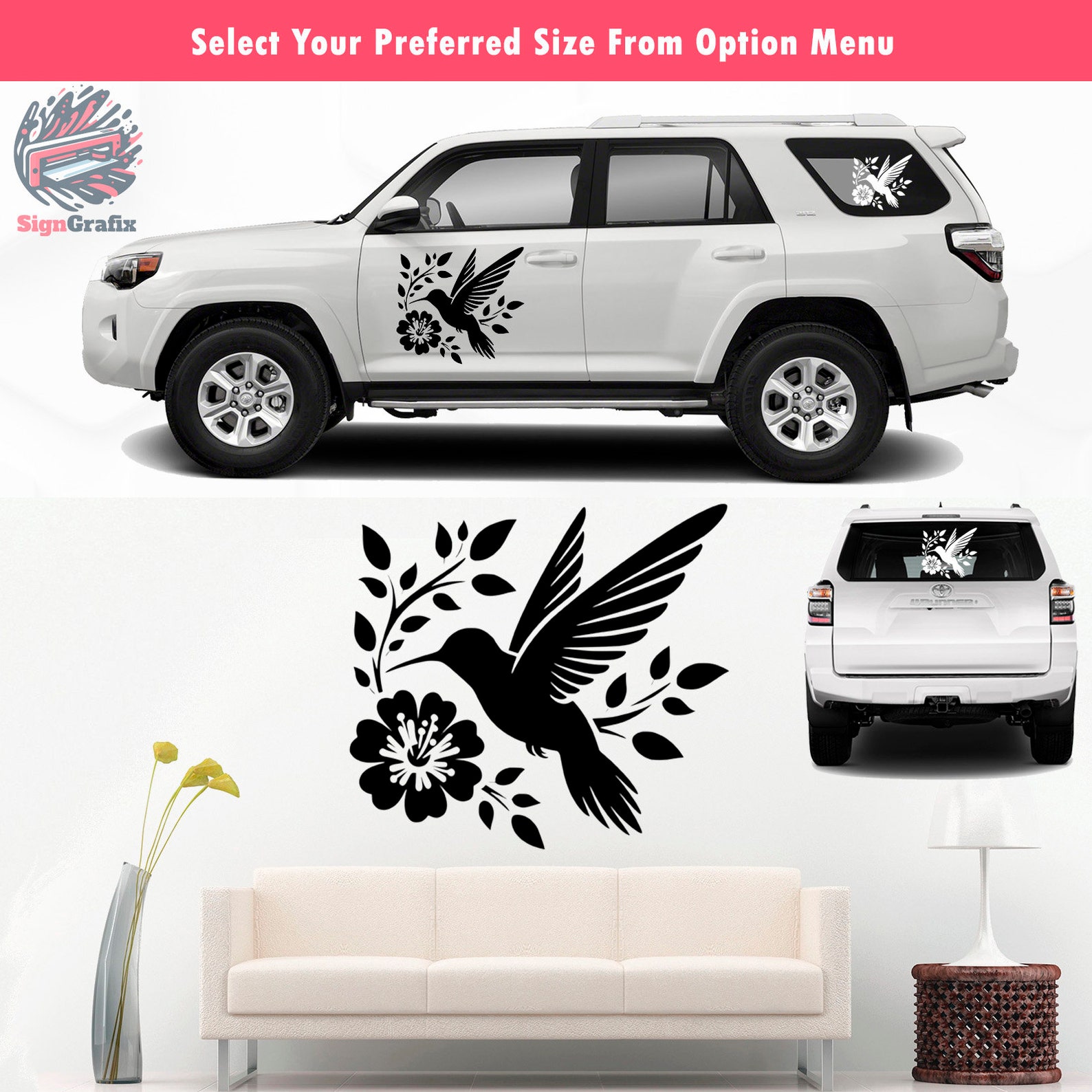 Graceful Hummingbird Vinyl Decal, Hummingbird Decal, Elegant and ...