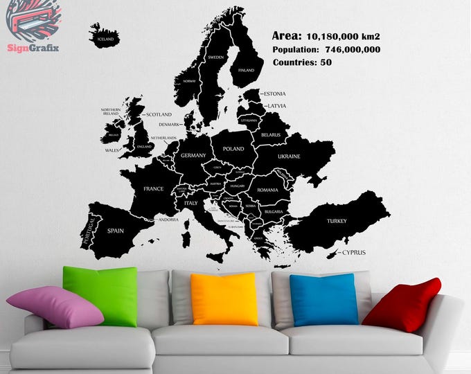 United States of America Map Vinyl Decal | All States Map Decal ...