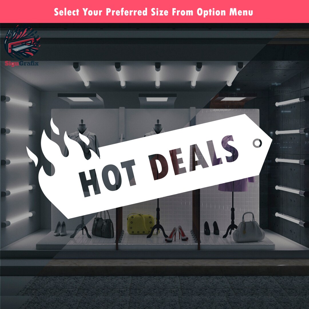 Hot Deals Vinyl Decal | Window Hot Deals Decal | Discount Store Vinyl ...