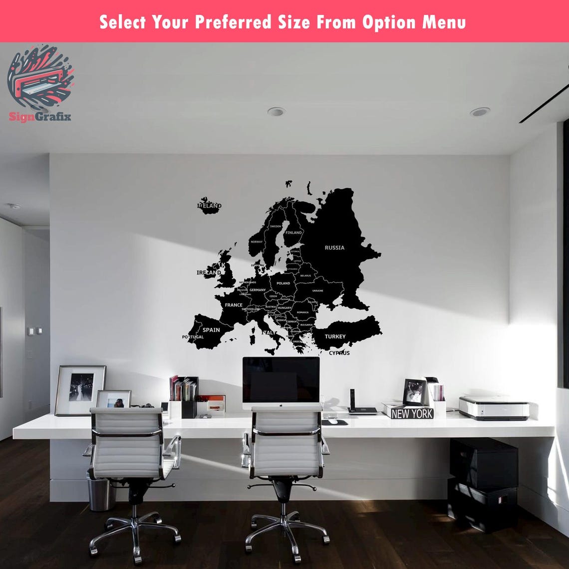 Europe Vinyl Decal, Europe Map Decal, Europe Map Wall Decal, Europe Map ...