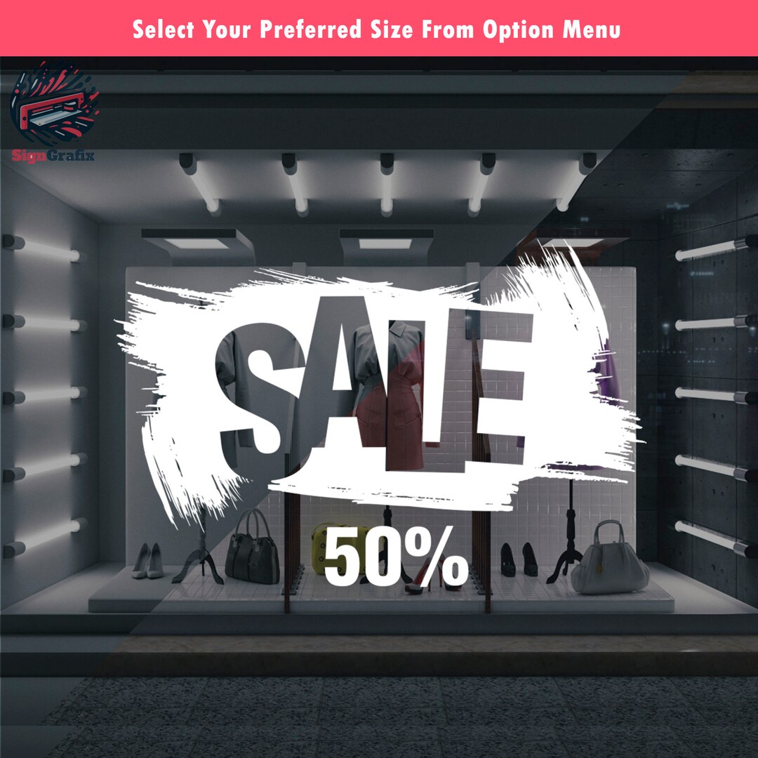 Store Sale Vinyl Decal | Window Sale Sign Decal | Discount Store Vinyl ...