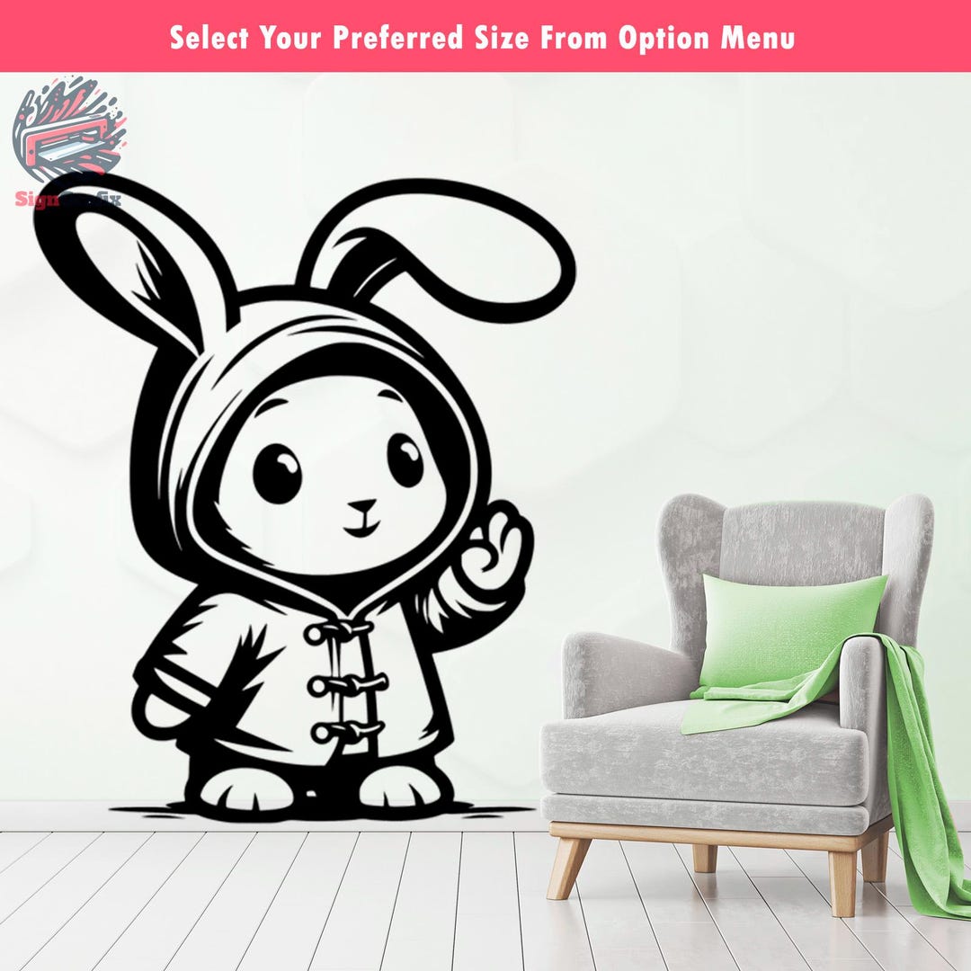 Friendly Bunny Vinyl Decal - Whimsical Design for Home Walls, Cars, Rvs ...