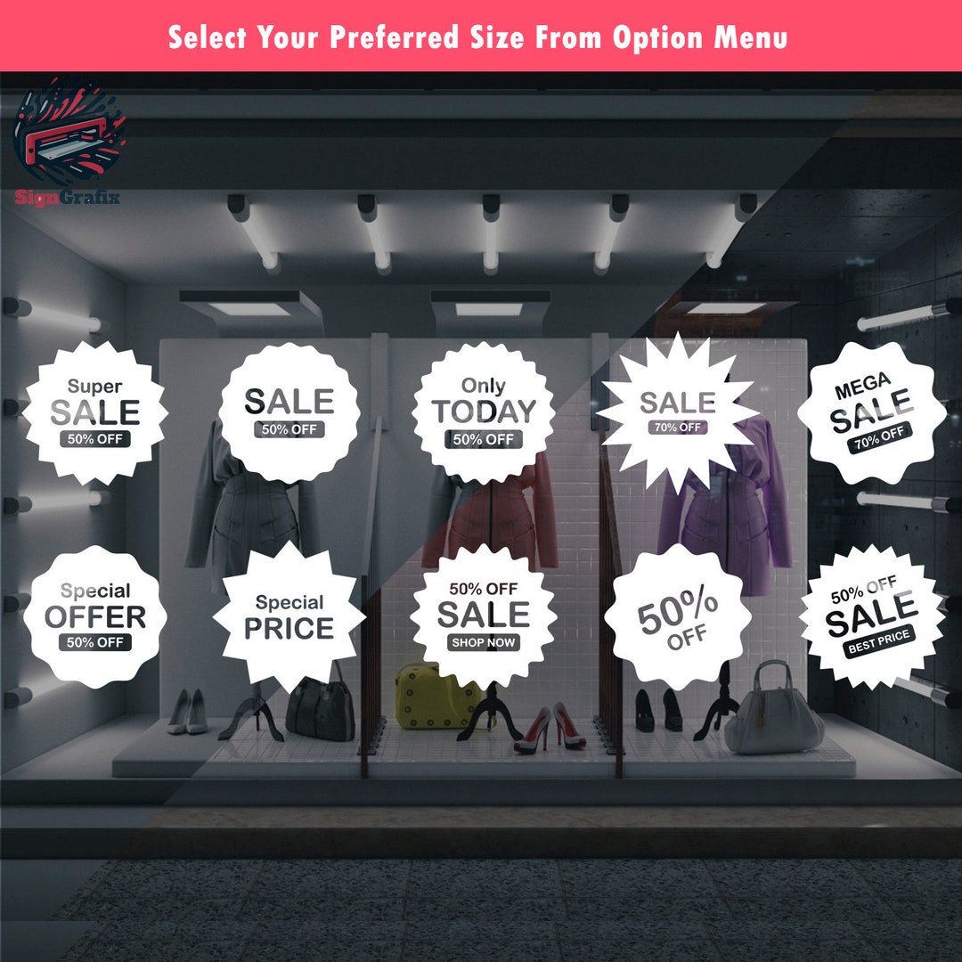 Store Sale Vinyl Decal | Window Sale Sign Decal | Discount Store Vinyl ...