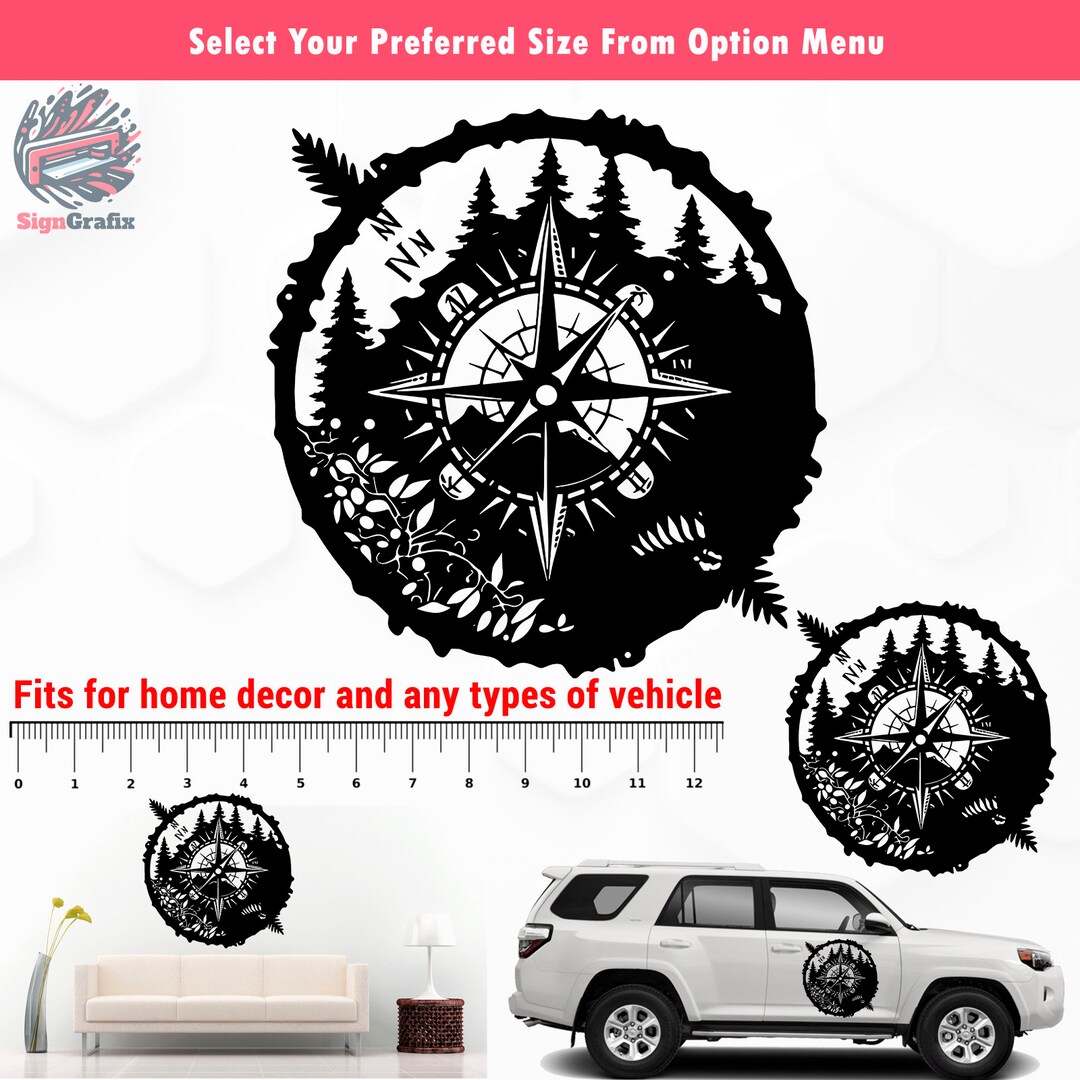 Mountain Compass Vinyl Decal: Rustic RV Camper Off-road Decor - Etsy