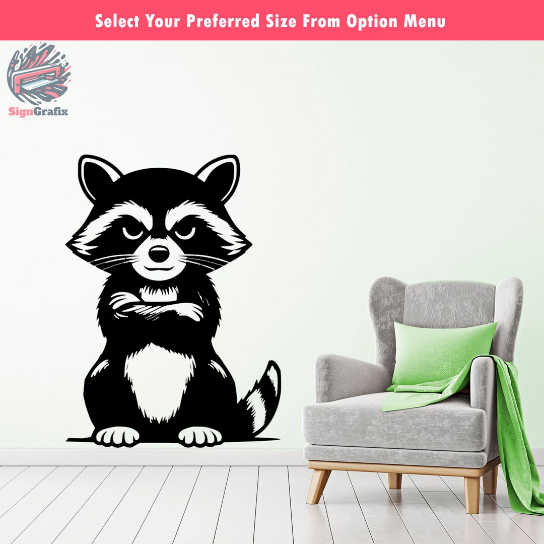 Fierce Raccoon Vinyl Decal, Raccoon Vinyl Decal, Raccoon Sticker ...
