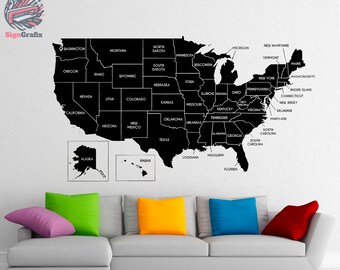 United States of America Map Vinyl Decal All States Map Decal United ...