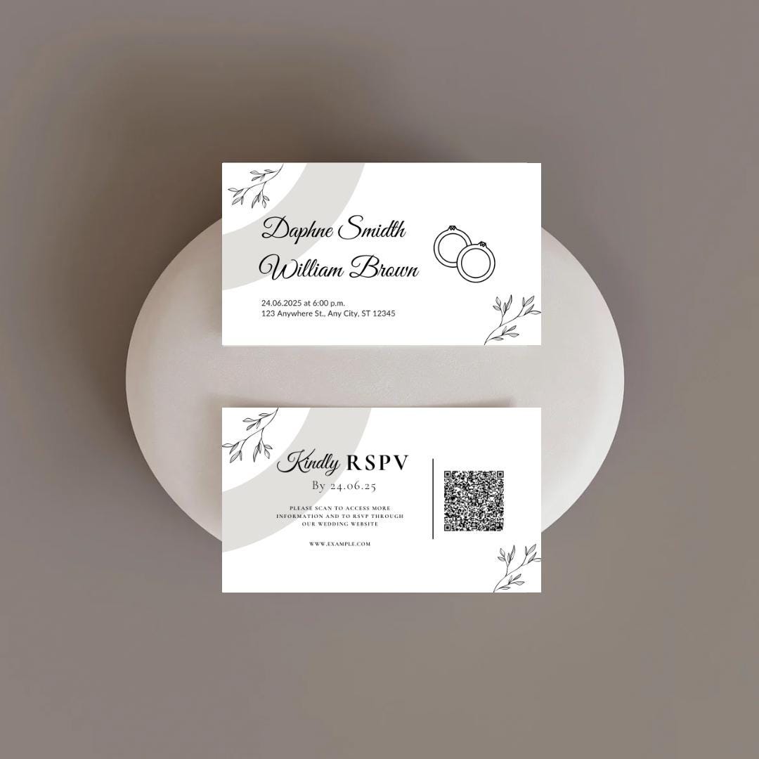Wedding Rsvp Card, Qr Code Rsvp Card Template, Rsvp Insert Minimalist ...