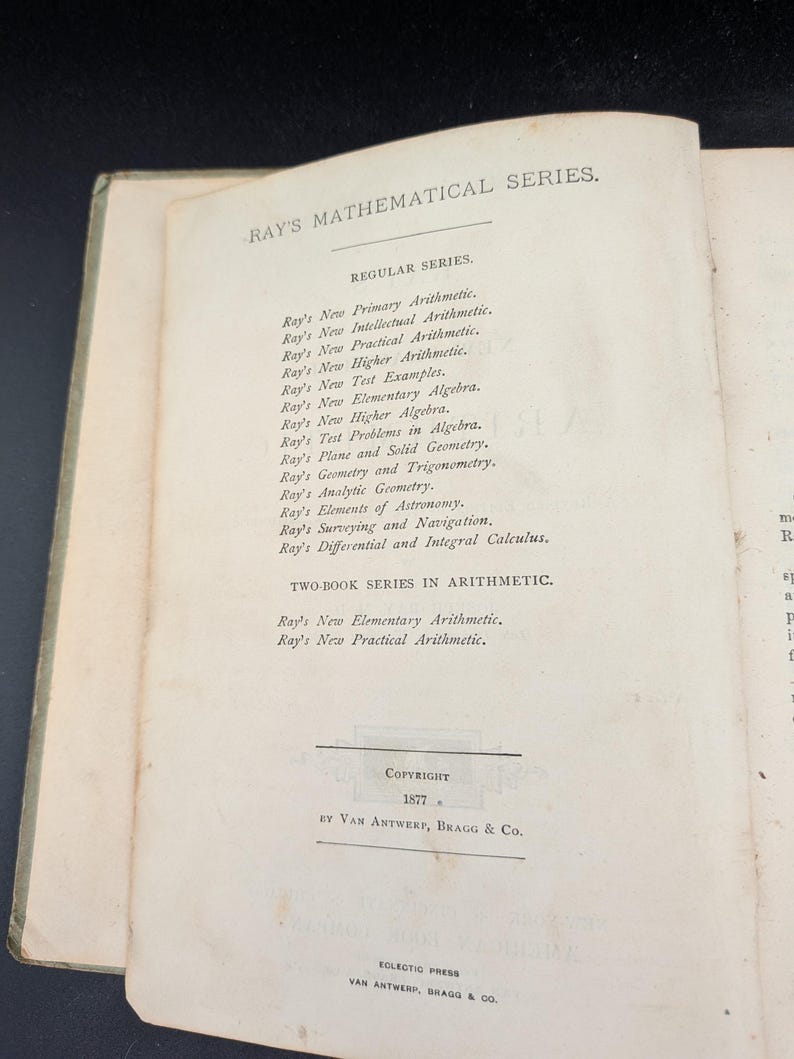 Antique Education Book Ray's New Practical Arithmetic Published in 1877 ...