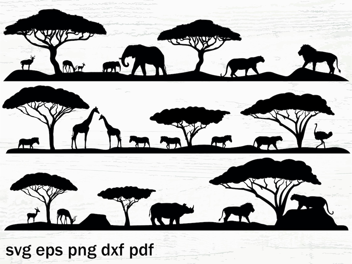 Safari Animal SVG Elephant Svg, Giraffe Svg Safari Clipart Birds Flying ...