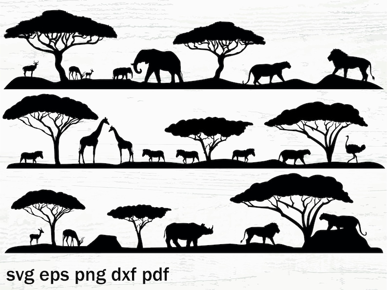 Safari Animal SVG Elephant Svg, Giraffe Svg Safari Clipart Birds Flying ...