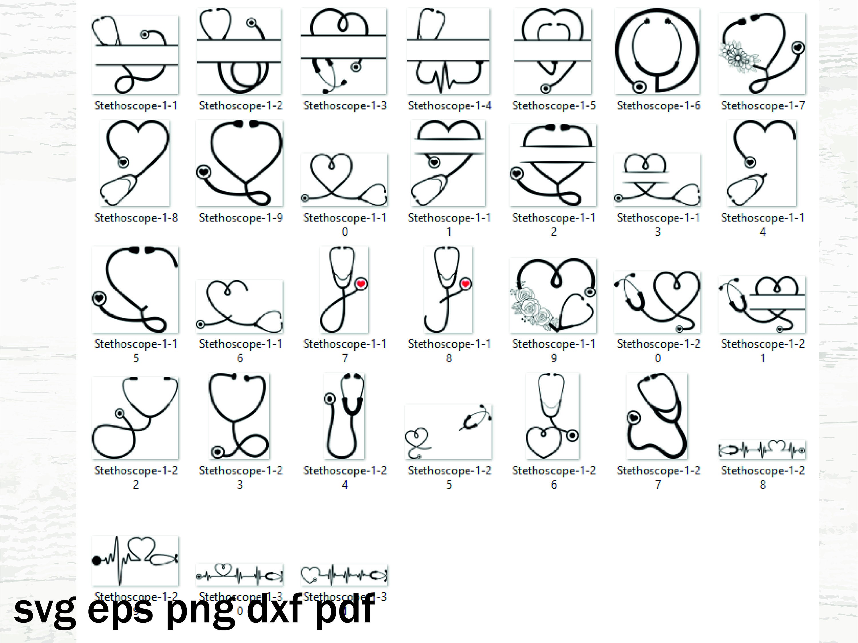Stethoscope Split Monogram SVG: Floral Heartbeat Nurse Designs (digital ...