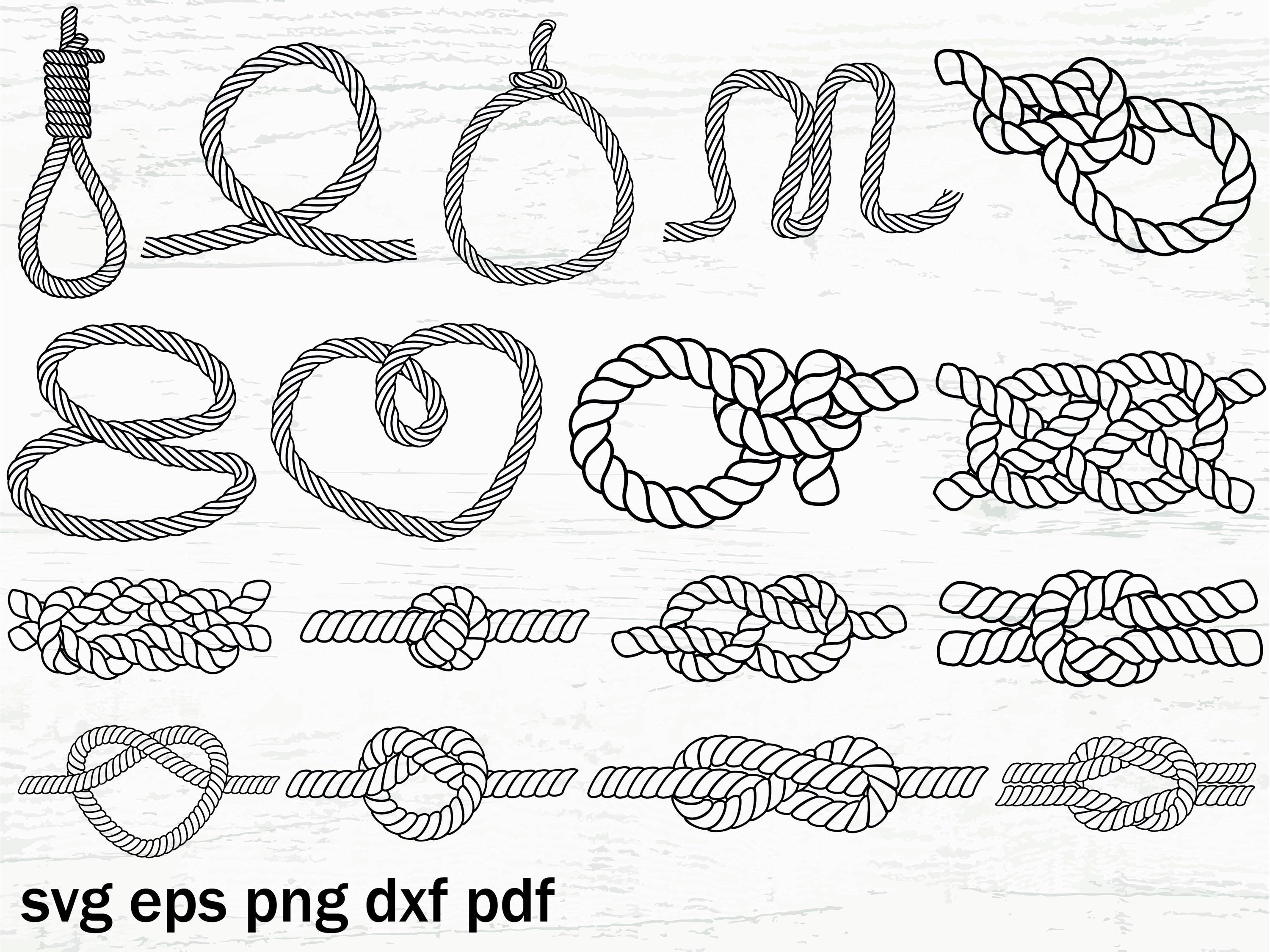 Nautical Rope Knot SVG Clipart: Ocean Rope Overlays (digital Download ...