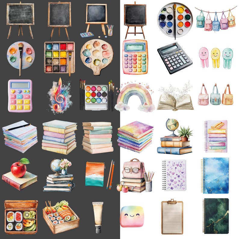 Back to School Clipart Mega Pack: 125 School Illustrations (PNG Digital ...