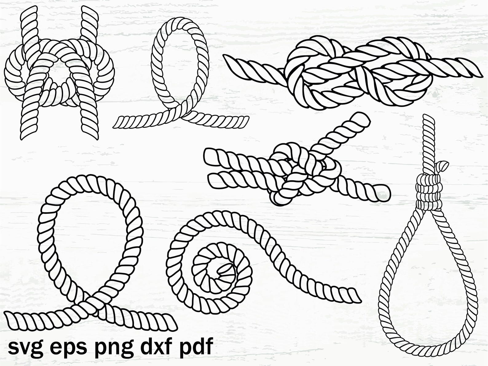 Nautical Rope Knot SVG Clipart: Ocean Rope Overlays (digital Download ...