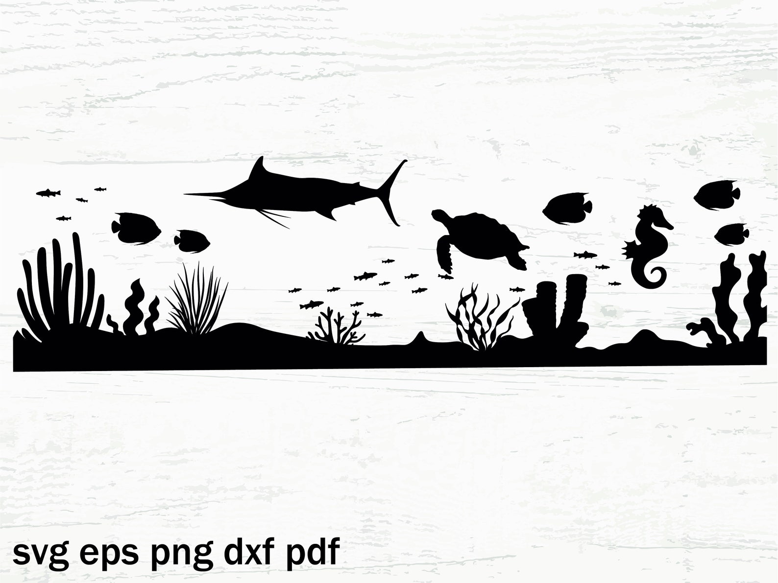 Sea Scene Svg, Undersea With Fish Svg, Corals Reef Svg, Seaweed Svg ...