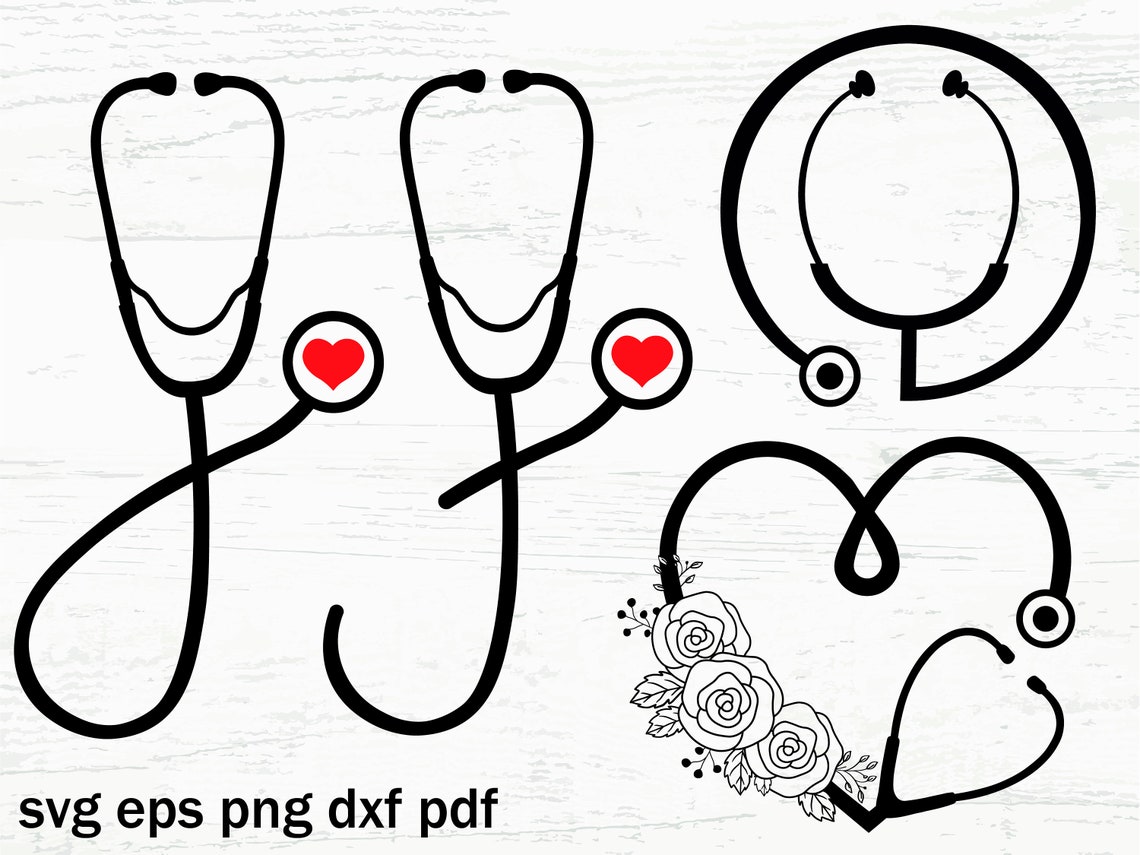 Stethoscope Split Monogram SVG, Floral Stethoscope SVG, Heart ...