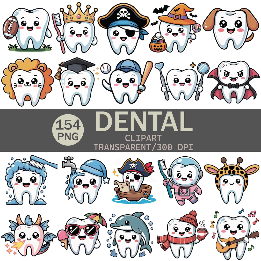Cute Dental Clipart Bundle, Tooth Illustrations (digital Download) - Etsy