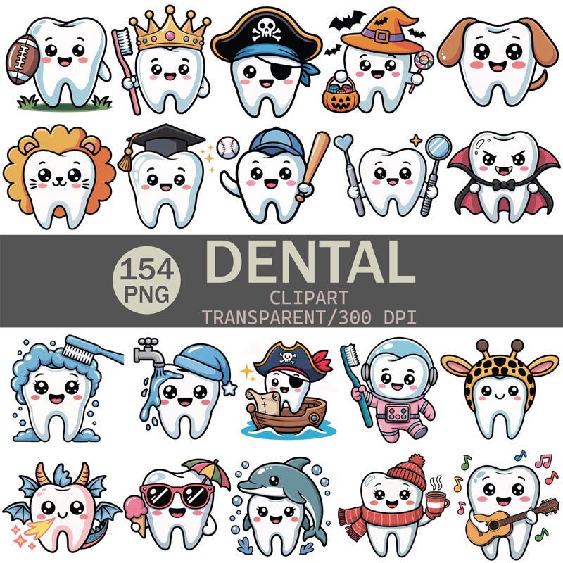 Cute Tooth Clipart - Etsy