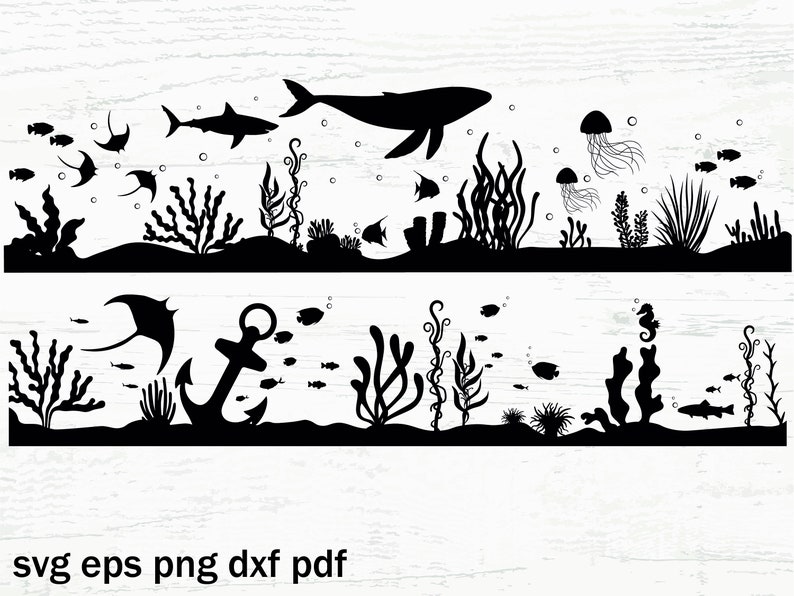 Sea Scene Svg, Undersea With Fish Svg, Corals Reef Svg, Seaweed Svg ...