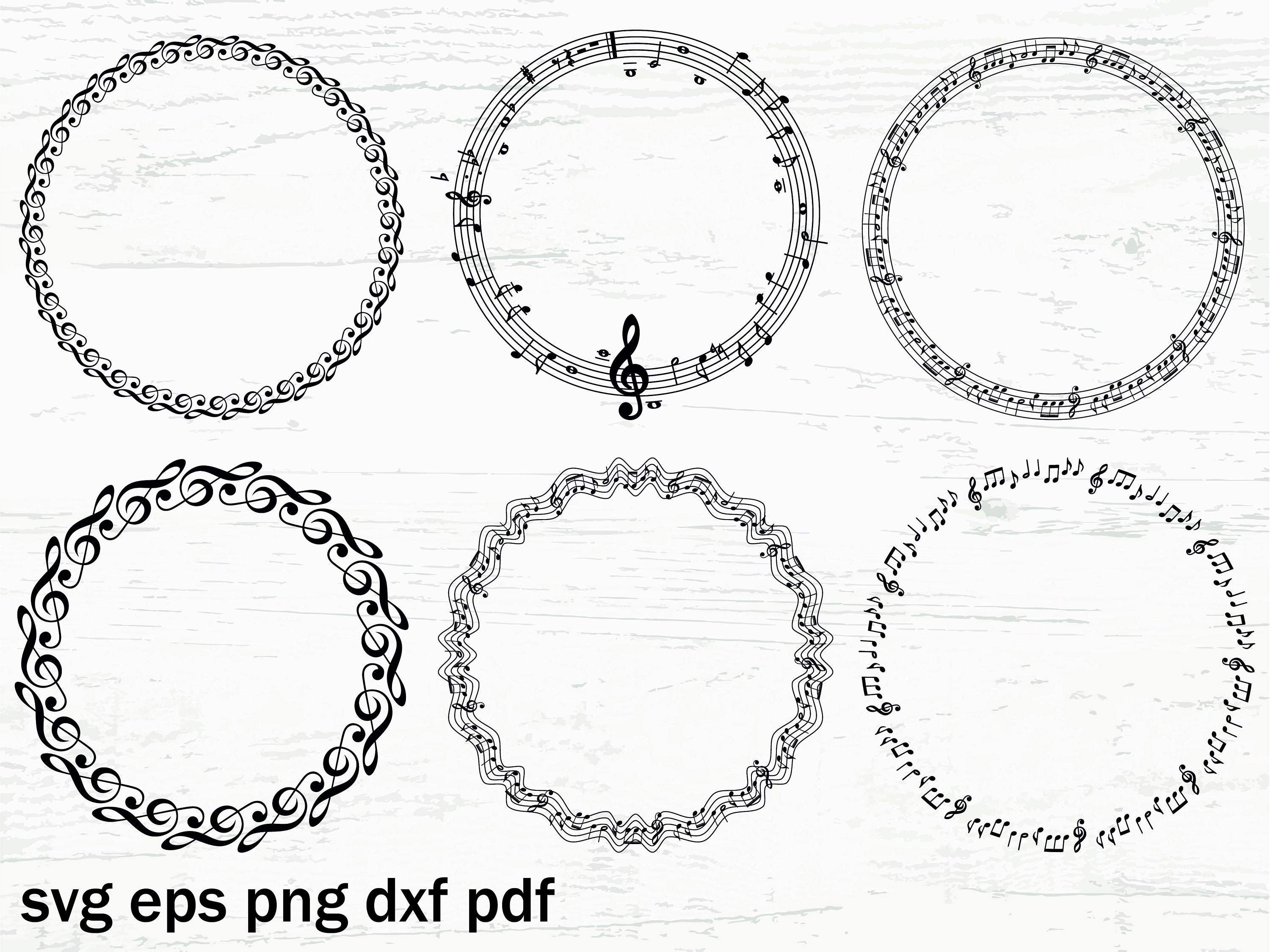 Music Note Circle Frame: Treble Clef SVG PNG Vector (digital Download ...