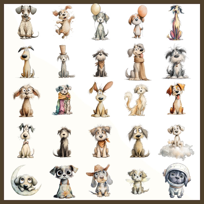 Quirky Dogs Clipart PNG | 124 Funny Dog Clipart | Cute Silly Puppy ...