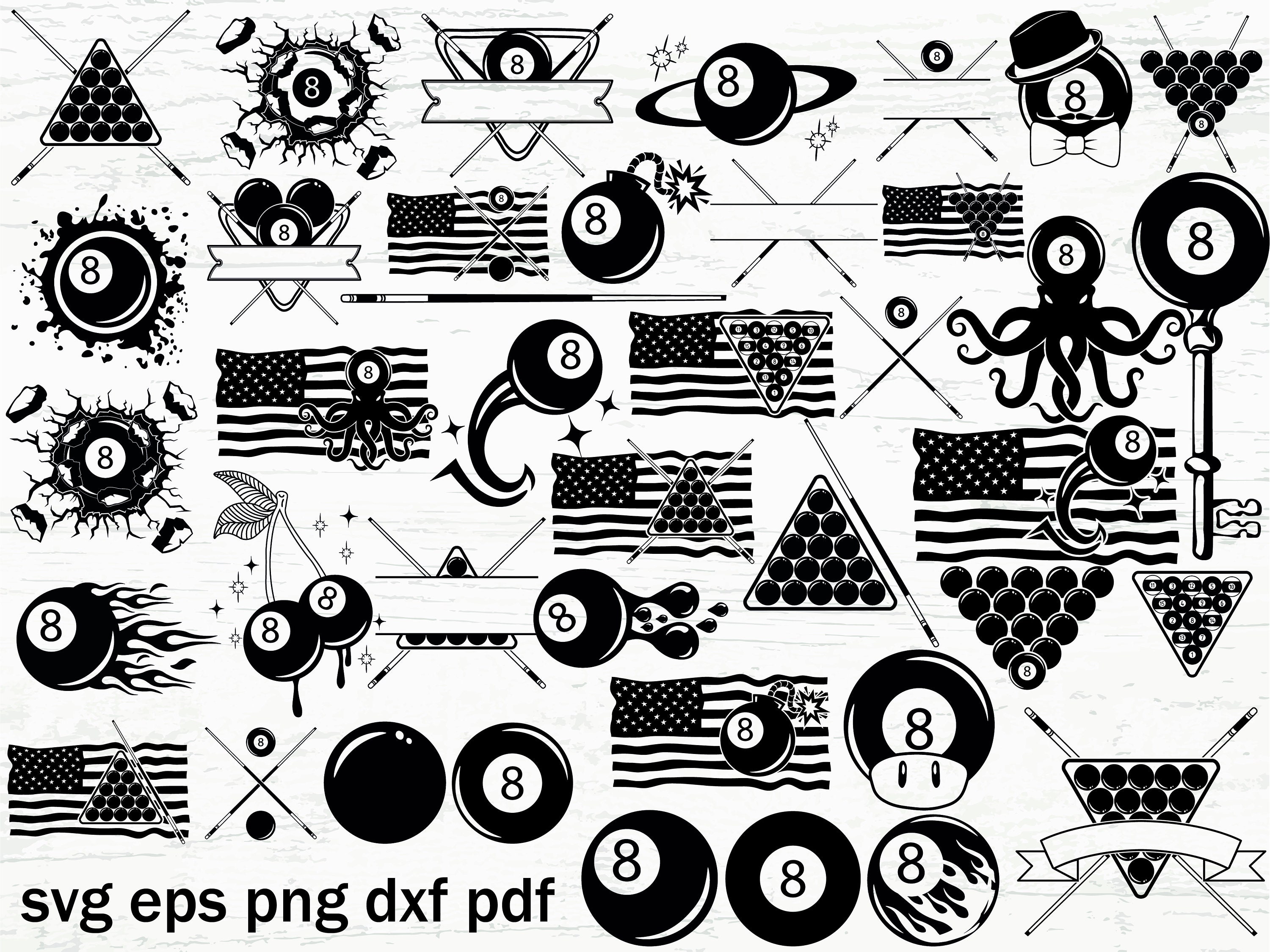 Billiards SVG Bundle: Pool Ball Vector Graphics (cut Files) - Etsy