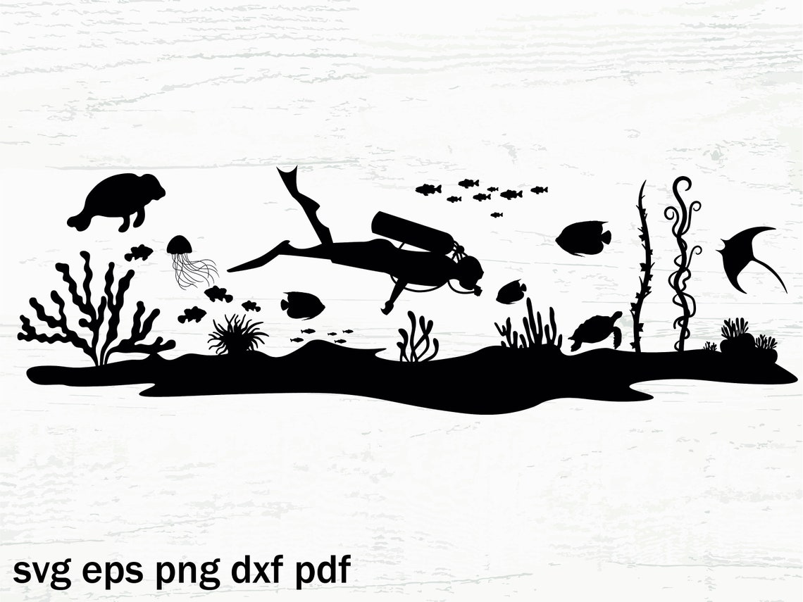 Sea Scene Svg, Undersea With Fish Svg, Corals Reef Svg, Seaweed Svg ...