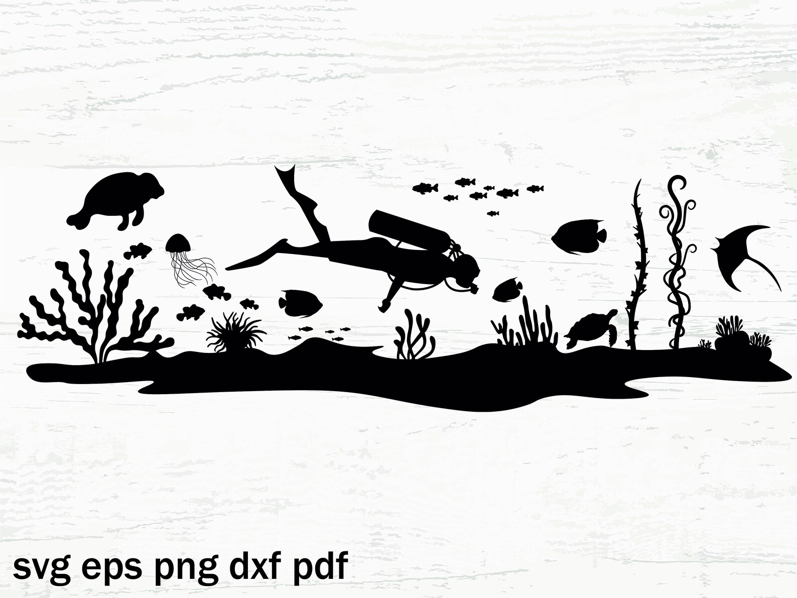 Sea Scene Svg, Undersea With Fish Svg, Corals Reef Svg, Seaweed Svg ...