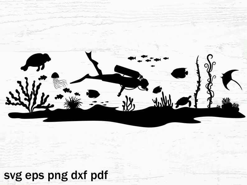 Sea Scene Svg, Undersea With Fish Svg, Corals Reef Svg, Seaweed Svg ...