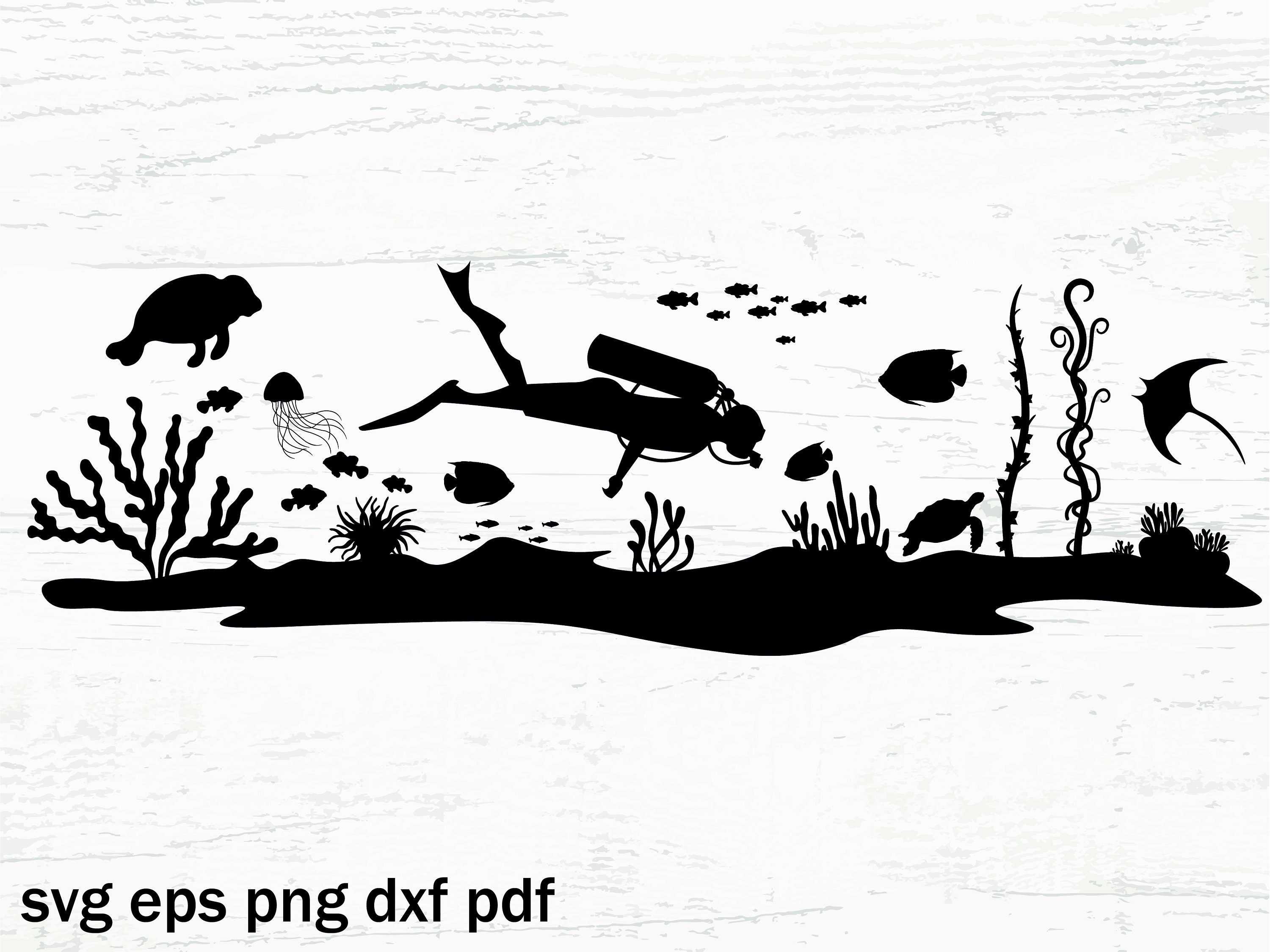 Sea Scene Svg, Undersea With Fish Svg, Corals Reef Svg, Seaweed Svg ...