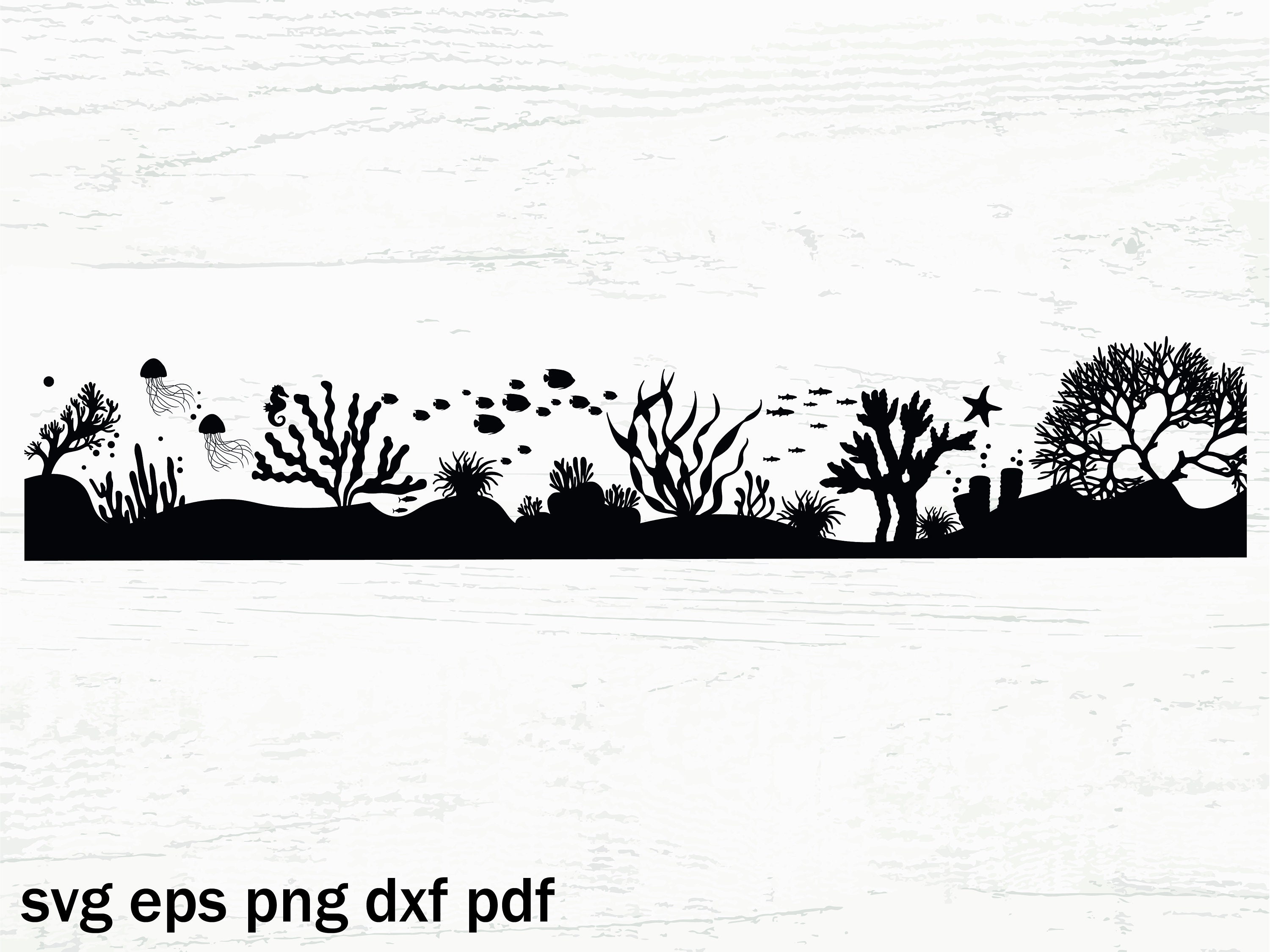 Sea Scene Svg, Undersea With Fish Svg, Corals Reef Svg, Seaweed Svg ...