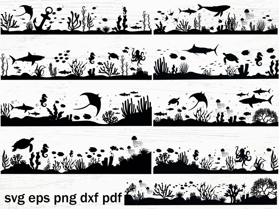 Underwater Sea Life SVG: Coral Reef Clipart (digital Download) - Etsy