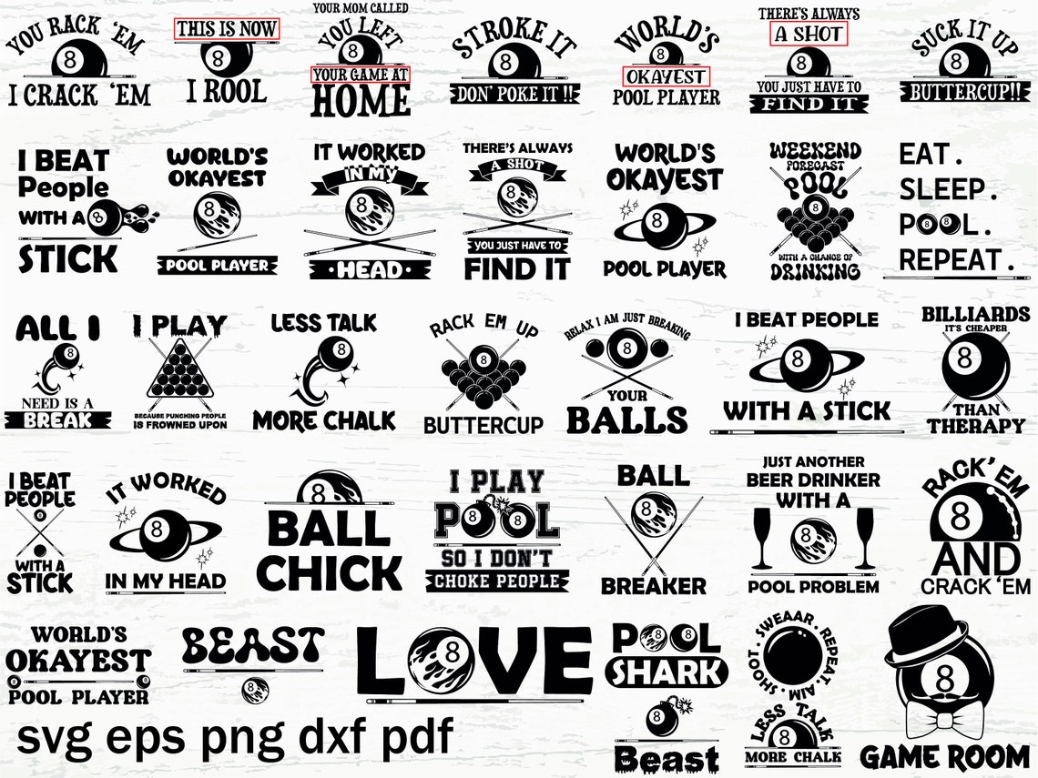 Billiards SVG Bundle: Pool Player Vector Graphics (digital Download) - Etsy