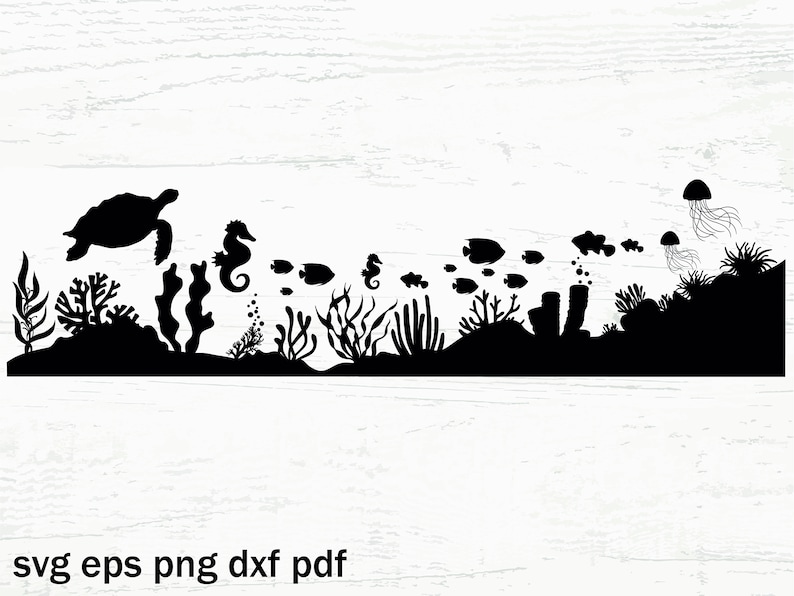 Sea Scene Svg, Undersea With Fish Svg, Corals Reef Svg, Seaweed Svg ...