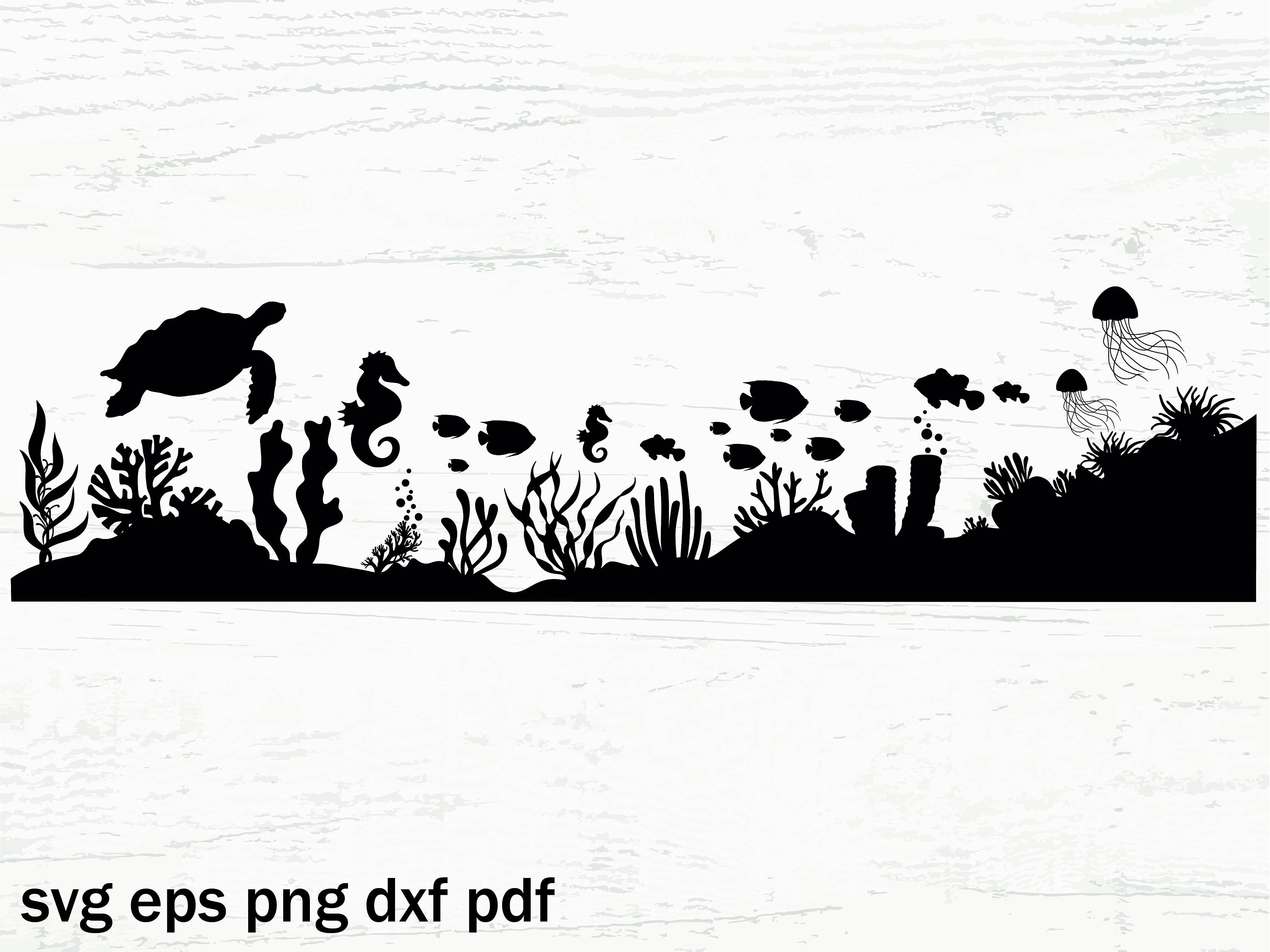 Sea Scene Svg, Undersea With Fish Svg, Corals Reef Svg, Seaweed Svg ...