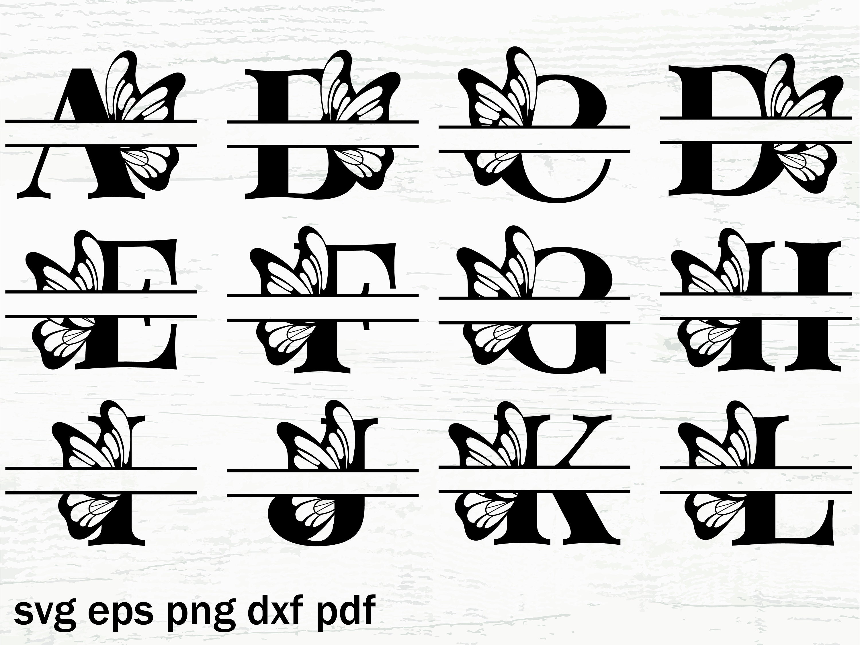 Split Monogram SVG, Classic Monogram SVG, DXF, Jpg, Png, Eps, Split ...