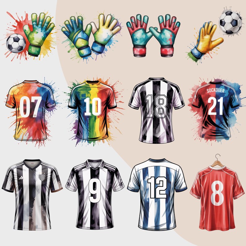 Watercolor Soccer Clipart Bundle: Sports PNG Art (196 Files) (digital ...