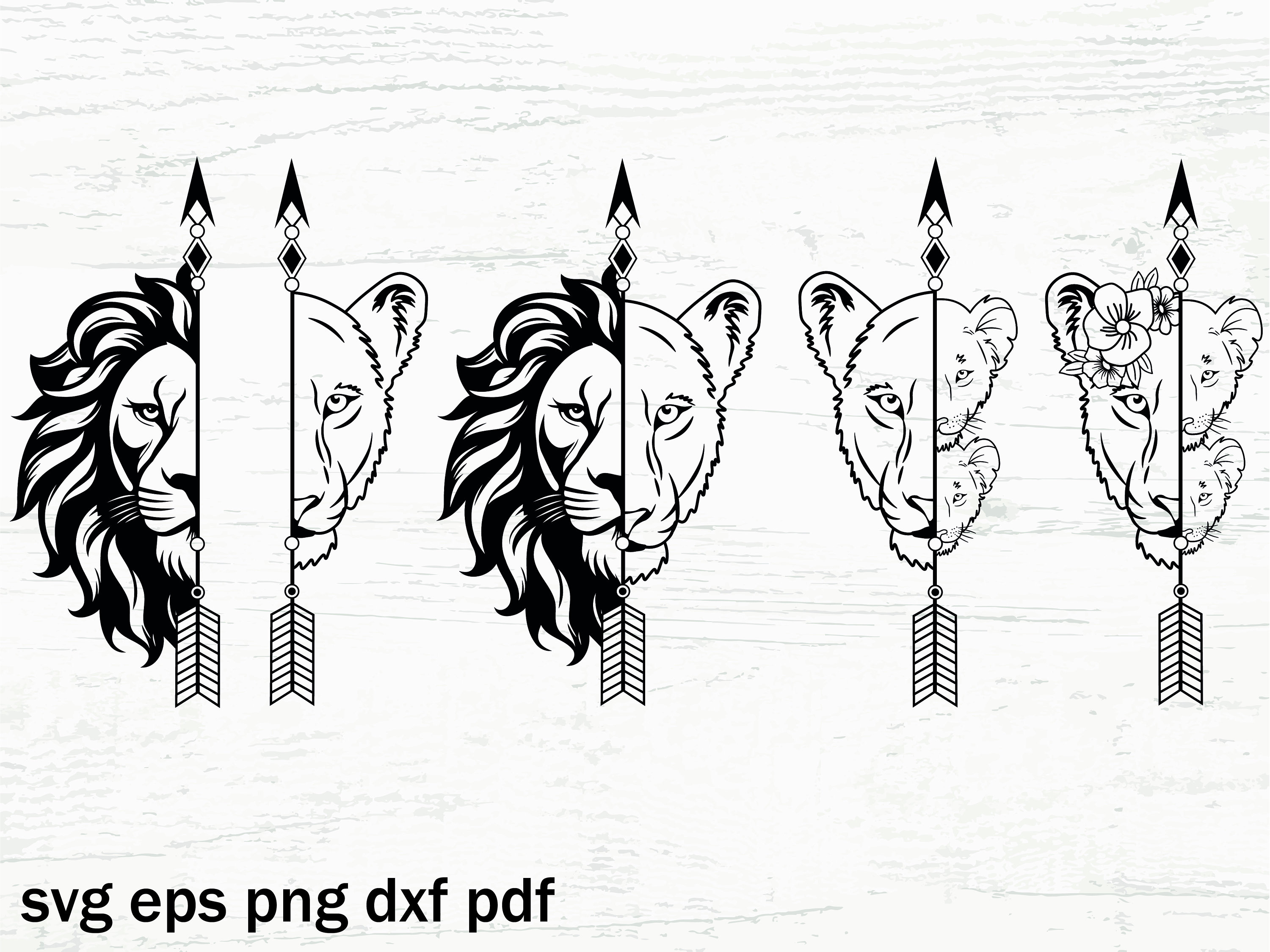 Floral Arrow Lion Svg, Arrow Lion, Lion Head SVG, Lion Flower Svg, Boho ...